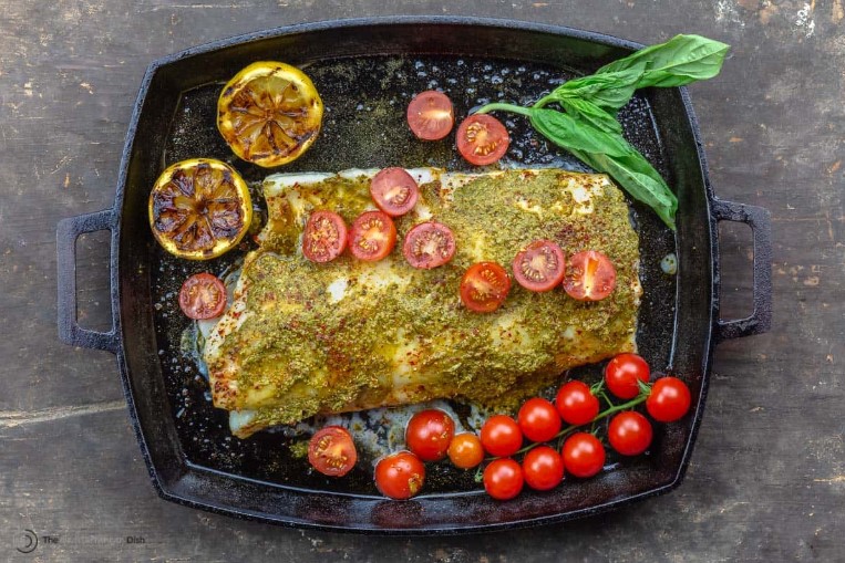Bass with Basil Pesto - Egmont Seafoods